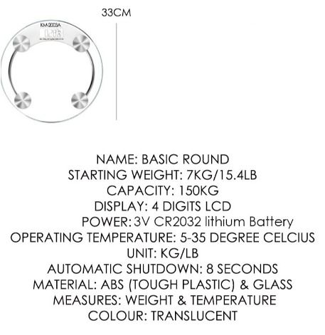 Basic Round Weighing Scale, Health & Nutrition, Health Monitors ...