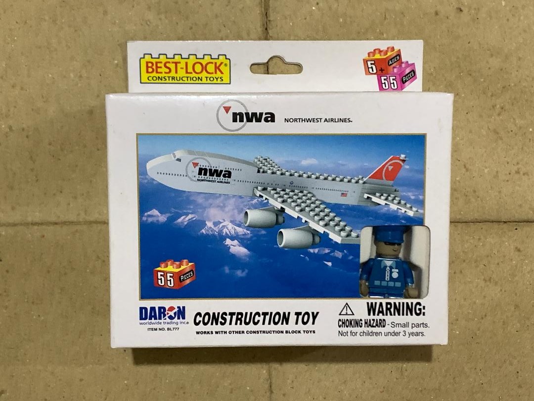 BEST LOCK Brand NORTHWEST AIRLINES B747 Plane LEGO COMPATIBLE BRICK ...