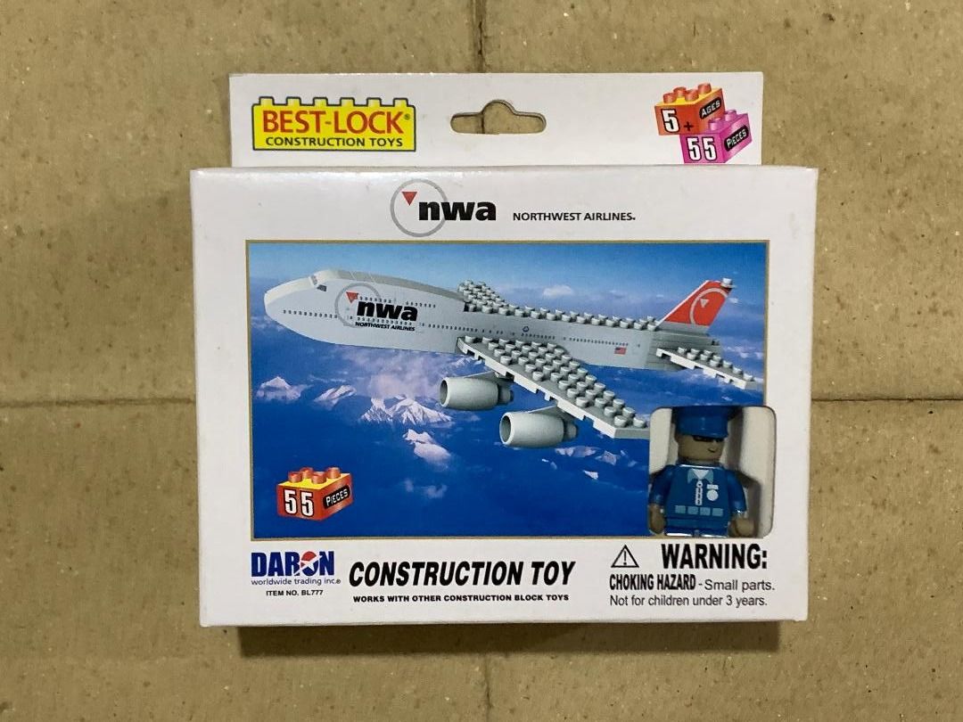 BEST LOCK Brand NORTHWEST AIRLINES B747 Plane LEGO COMPATIBLE BRICK ...