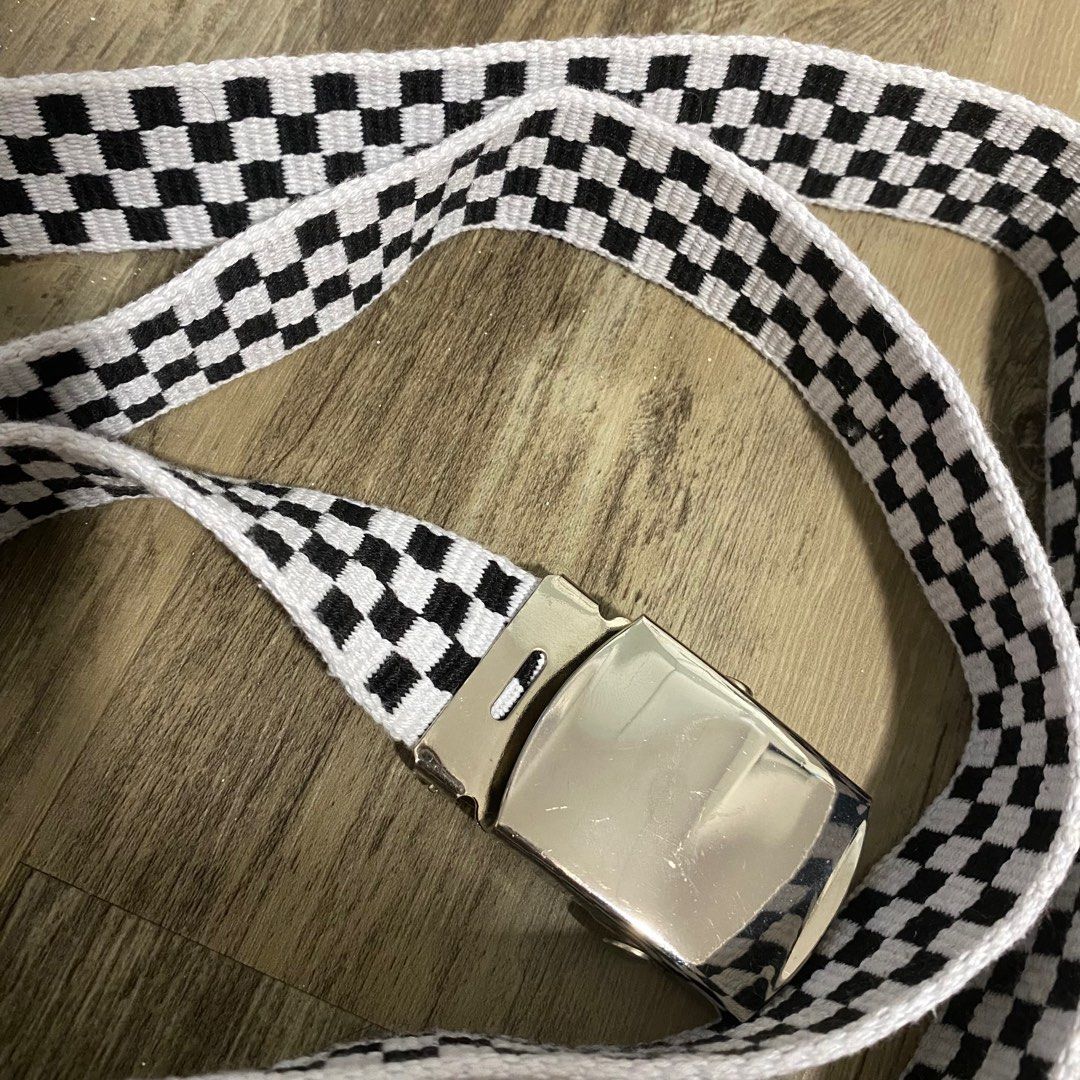 Black and white checkered belt, Women's Fashion, Watches & Accessories ...