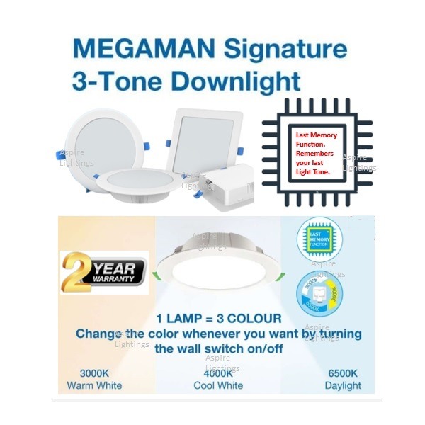 Branded Megaman LED Downlight 5" 6" 3 Tone Tri Light Tone RGB Lighting ...