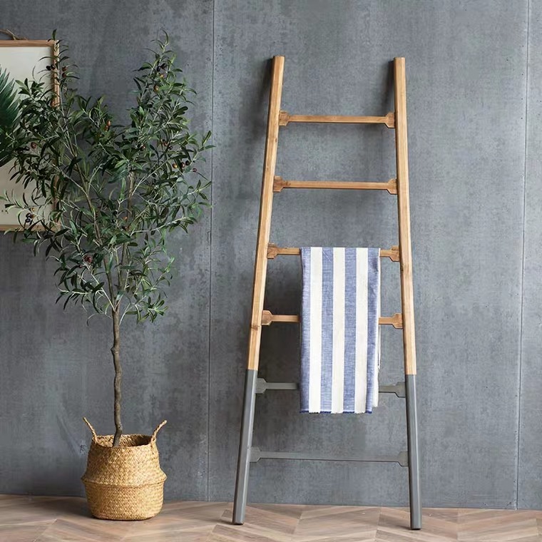BRYCE Rustic Cedar Wood Ladder Rack, Furniture & Home Living, Home ...