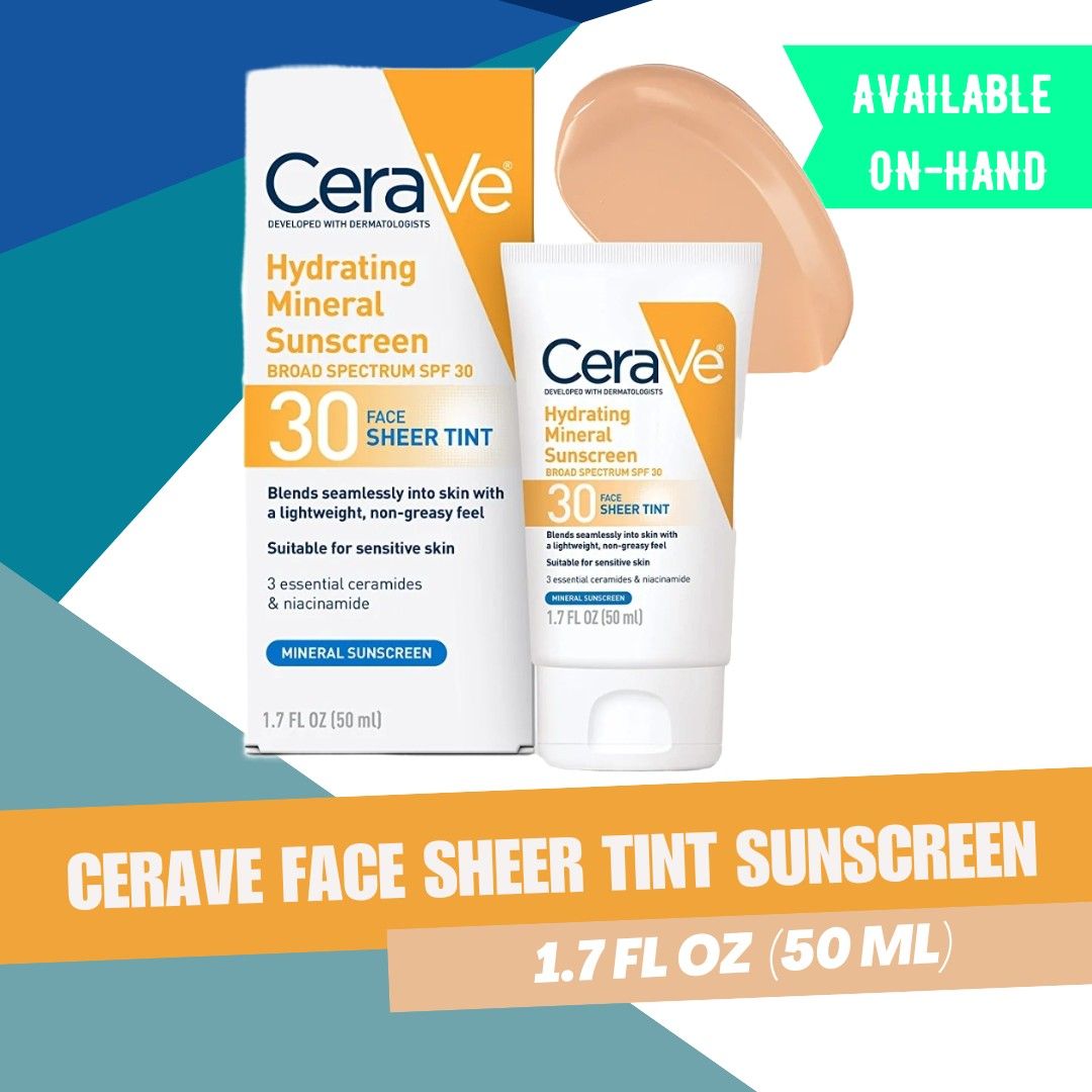 CeraVe Hydrating Mineral Face Sheer Tint SPF 30 Sunscreen, Beauty ...