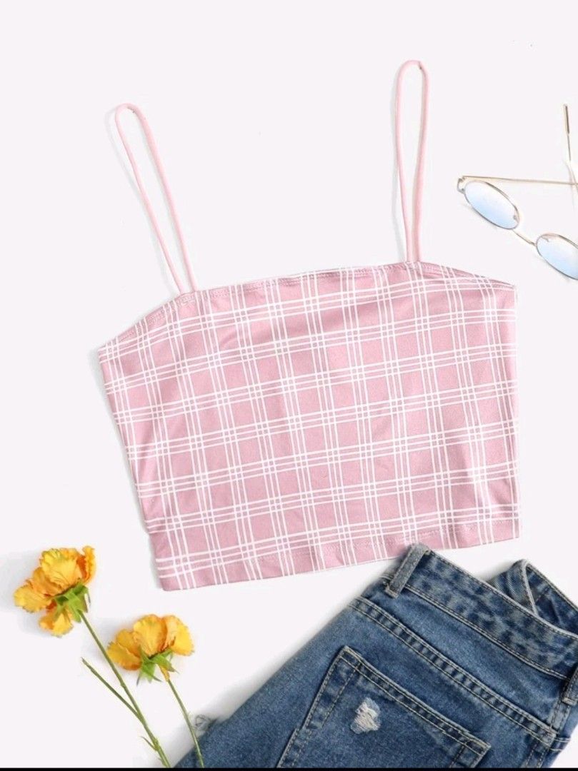 Checkered Crop Top, Women's Fashion, Tops, Other Tops on Carousell