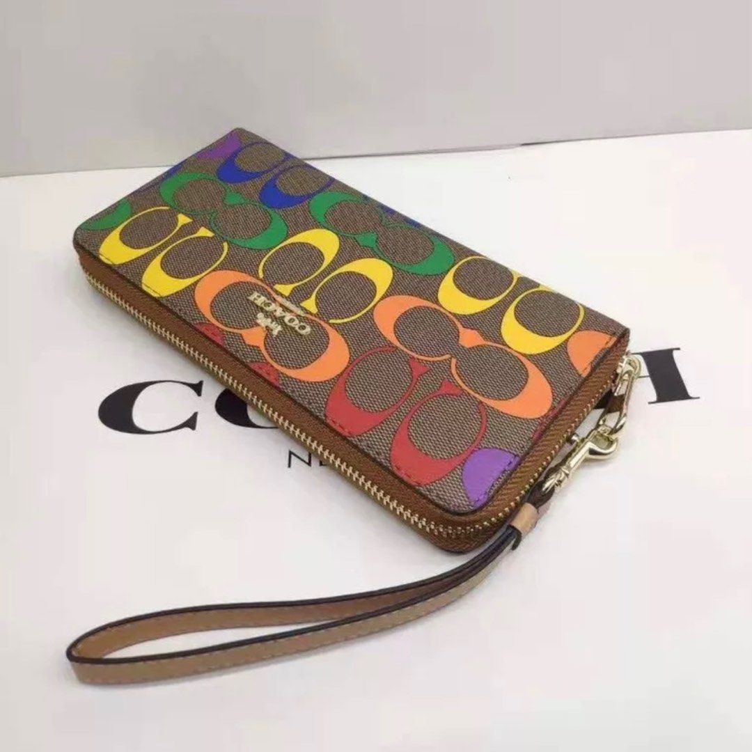 Coach Long Wallet in Rainbow Signature Canvas, Women's Fashion, Bags ...