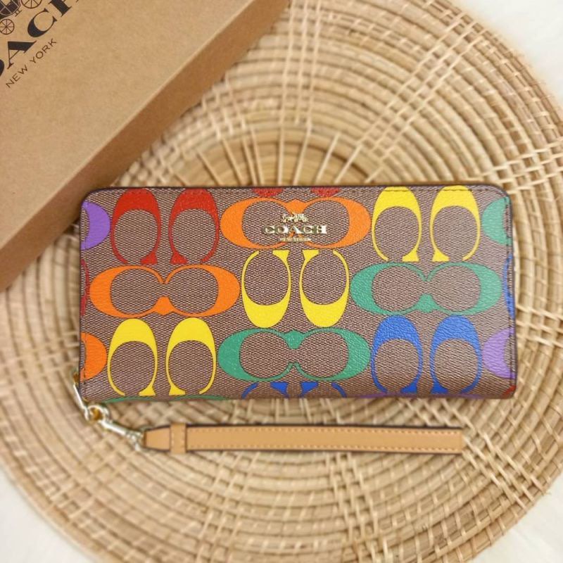Coach Long Wallet in Rainbow Signature Canvas, Women's Fashion, Bags ...