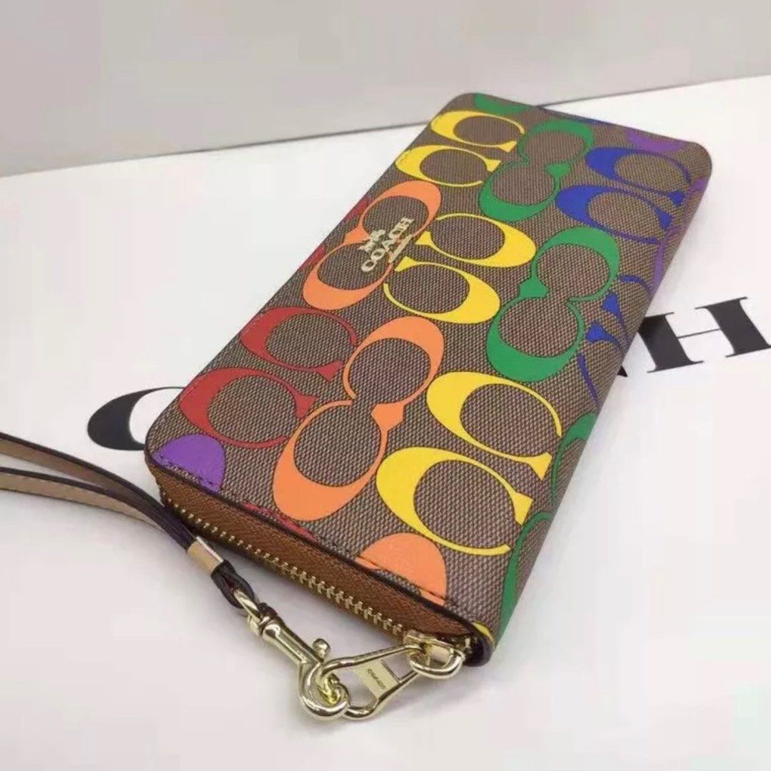 Coach Long Wallet in Rainbow Signature Canvas, Women's Fashion, Bags ...