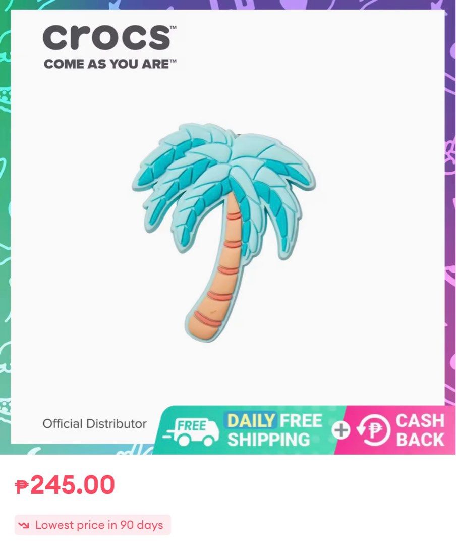 Crocs Palm Tree Jibbitz Charm, Women's Fashion, Footwear, Slippers and ...