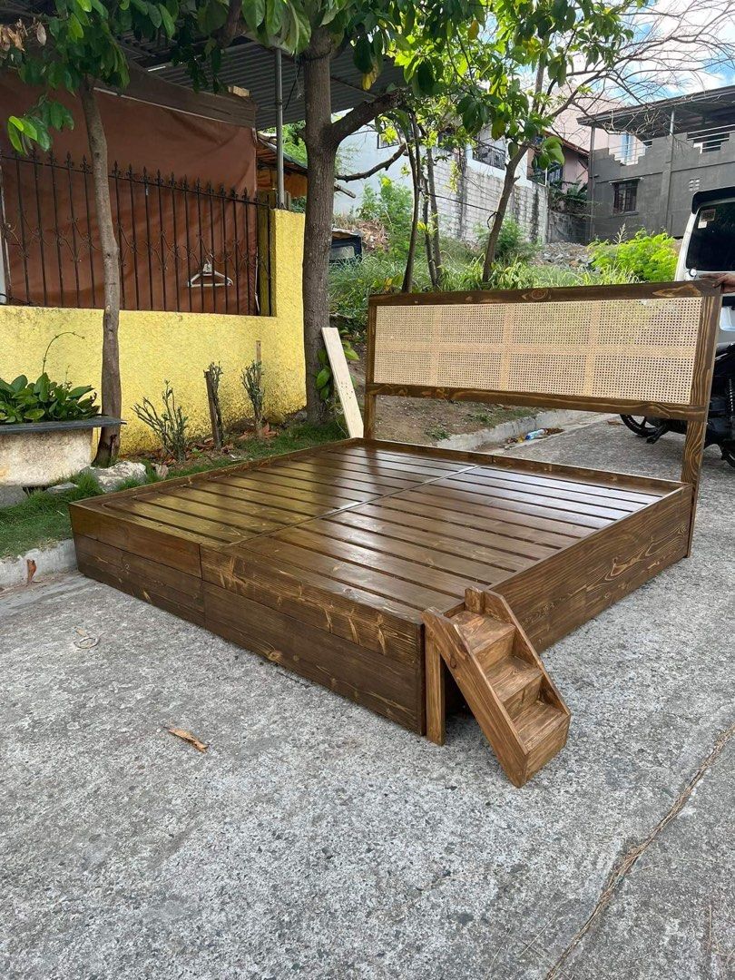 Customize Design Wooden Solihiya king size bed frame on Carousell