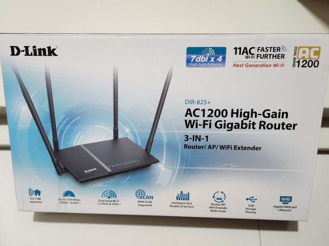 D-Link AC1200 High-Gain Wi-Fi Gigabit Router, Computers & Tech, Parts ...