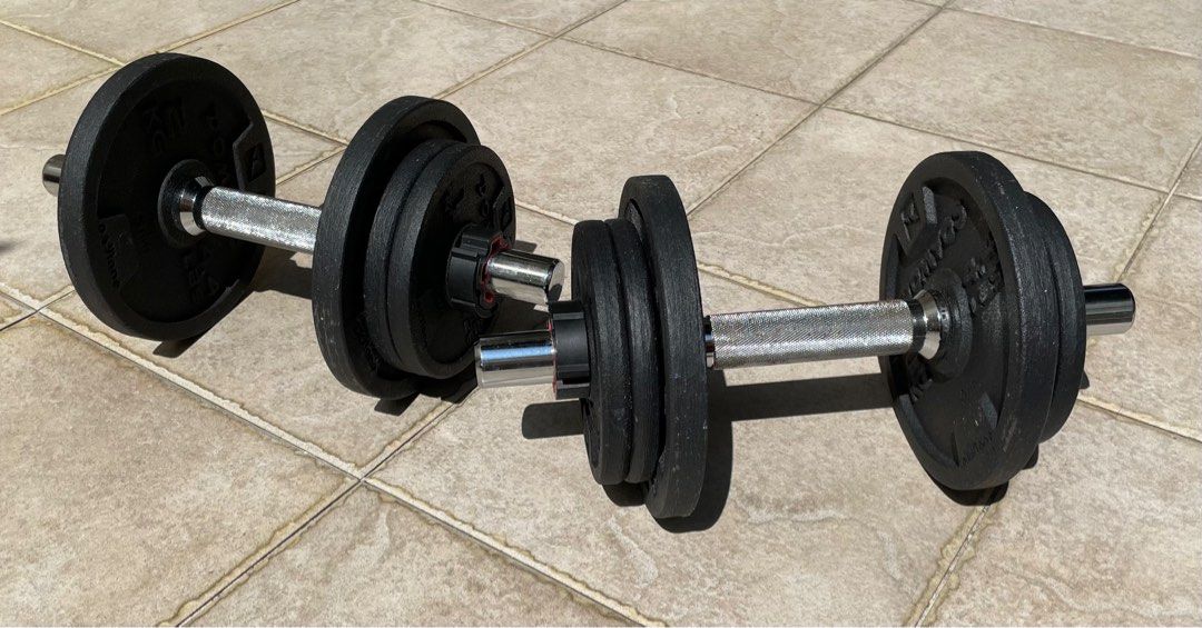 Decathlon (Domyos) dumbbell set 2x 10Kg, Sports Equipment, Exercise ...