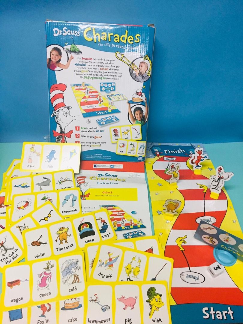 Dr. Seuss Charades Board Game with Dr. Suess Book Bundle, Hobbies ...