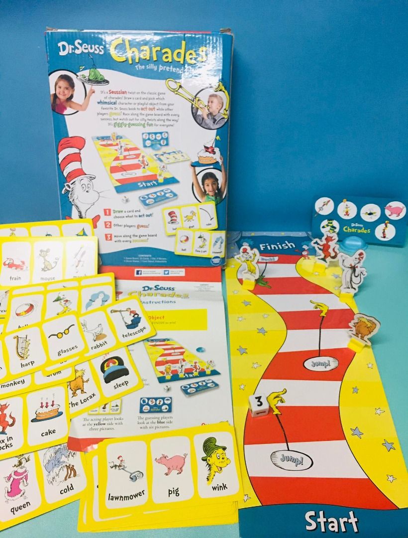 Dr. Seuss Charades Board Game with Dr. Suess Book Bundle, Hobbies ...