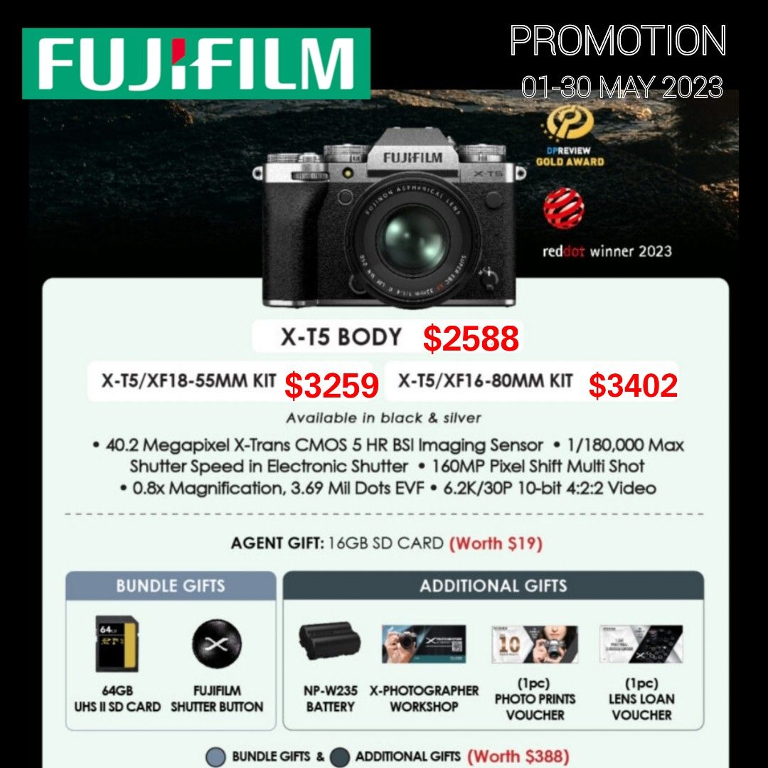 Fuji XT5 Body or Lens kit FUJIFILM X-T5, Photography, Cameras on Carousell