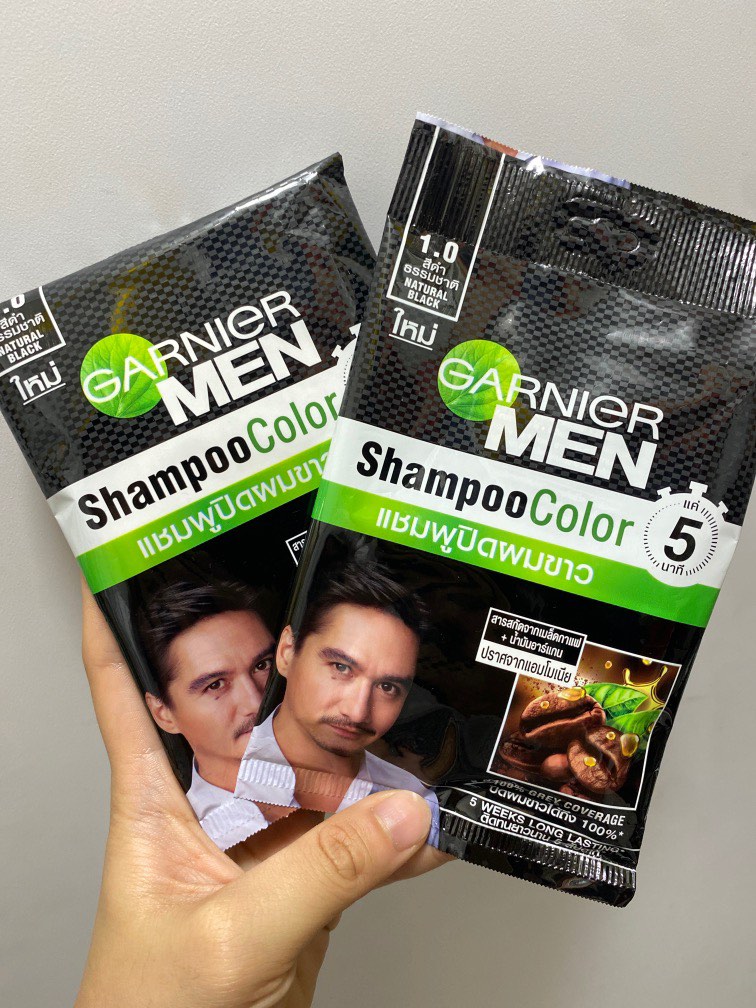 Garnier Men Hair Dye Shampoo Sachet Natural Black, Beauty & Personal ...