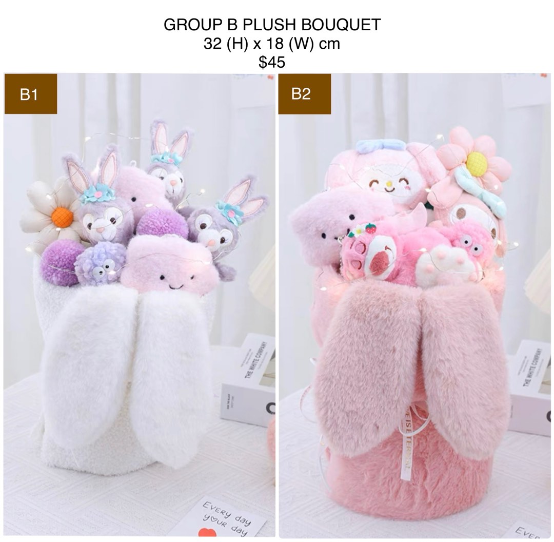 Group B Plush Bunny Flower Bouquet, Hobbies & Toys, Stationery & Craft ...