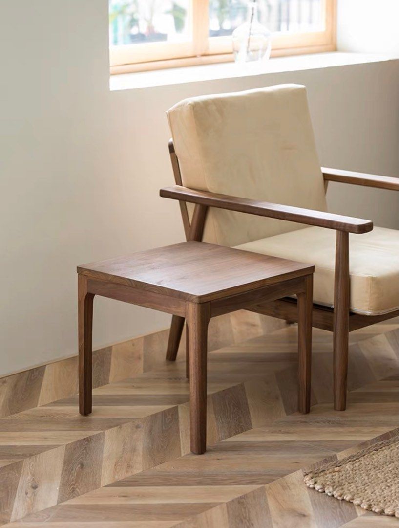 HIRO Walnut Wood Side Table, Furniture & Home Living, Furniture, Tables & Sets on Carousell