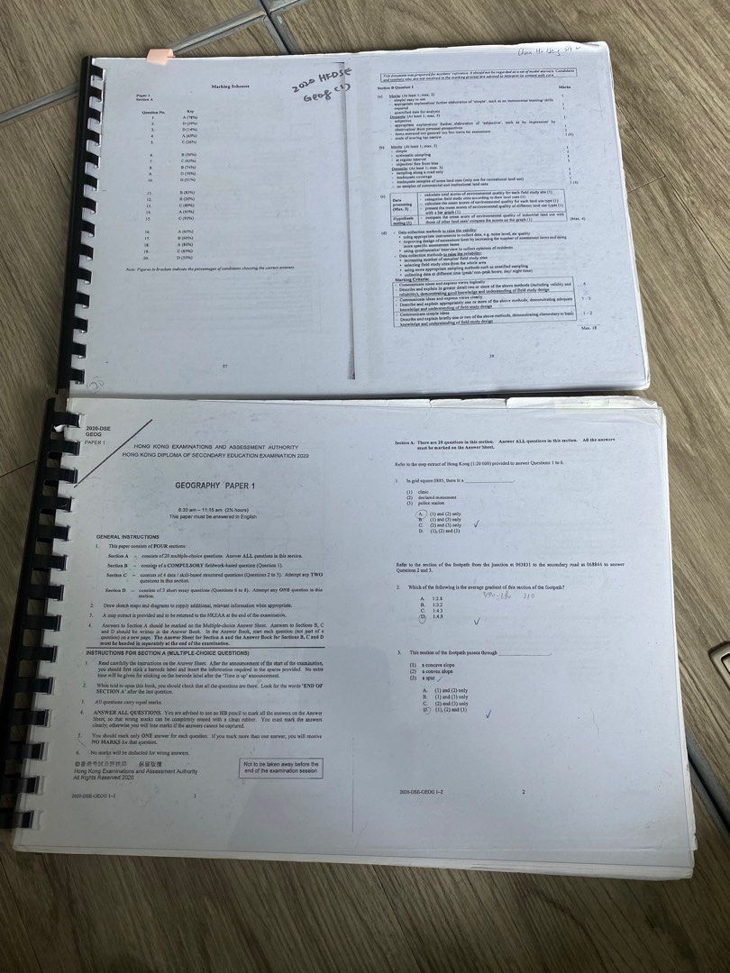 J yeung geography weather and climate notes, HKDSE geog paper 2012-2020 ...