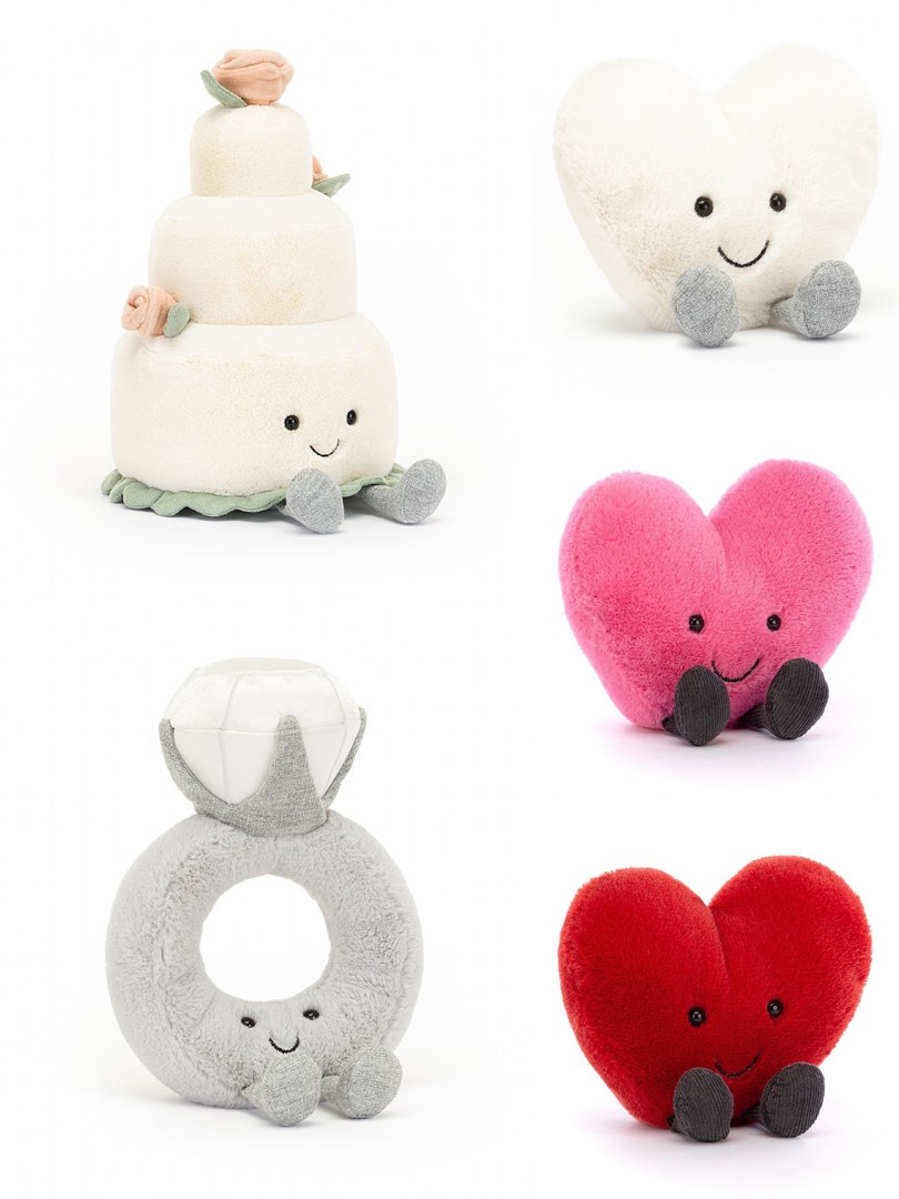 Jellycat Amuseable Wedding Cake, Diamond Ring with Personalised Bag ...