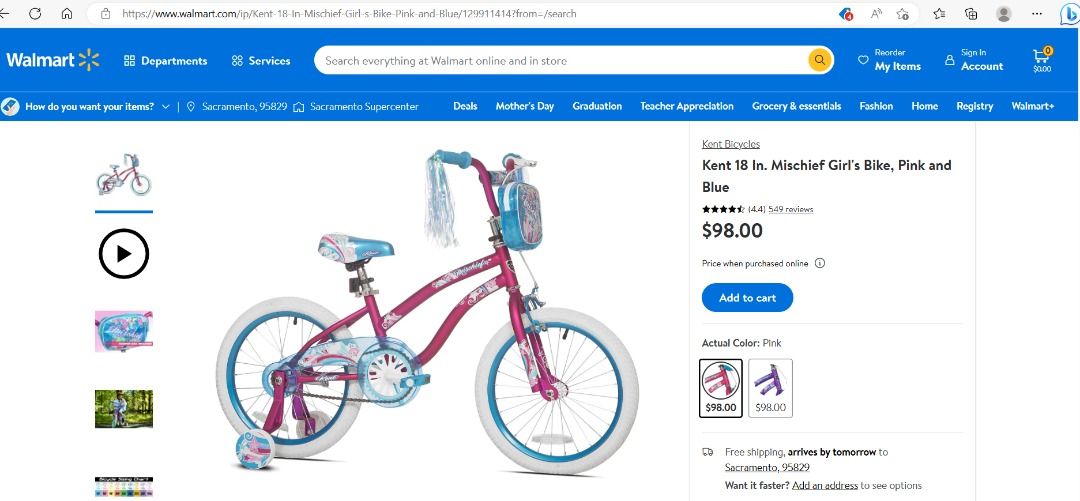 Kent Mischief 18 in. girls pink bicycle (from US), Sports Equipment ...