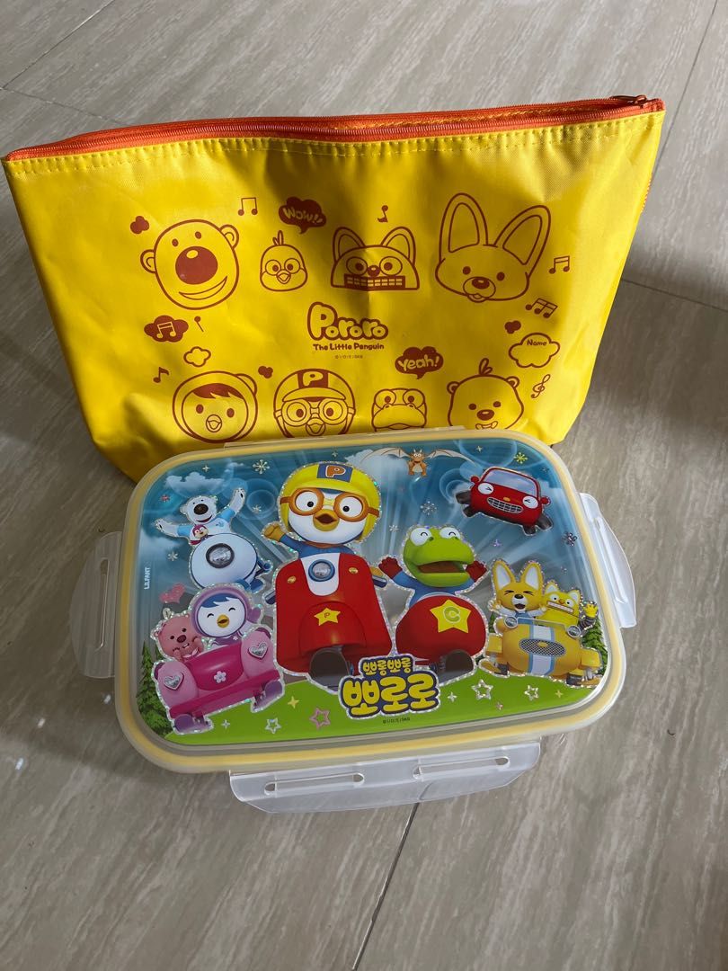 Korea Pororo Stainless steel dinner plate lunch box baby food container ...
