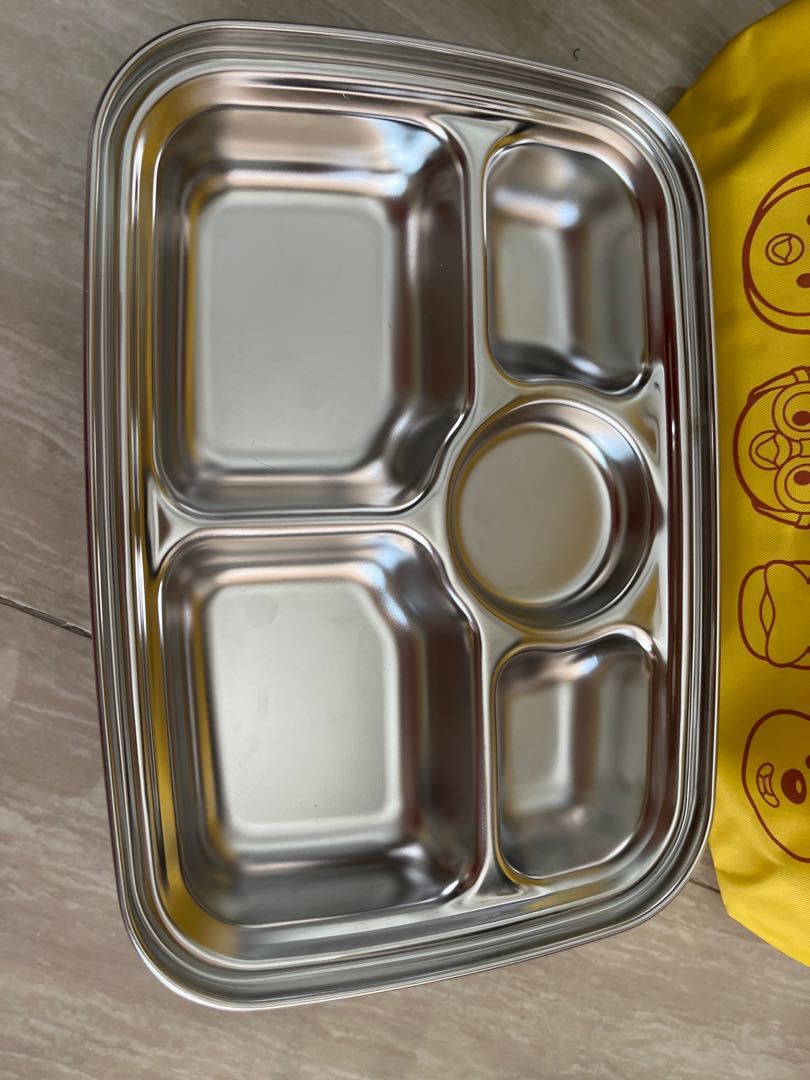 Korea Pororo Stainless steel dinner plate lunch box baby food container ...