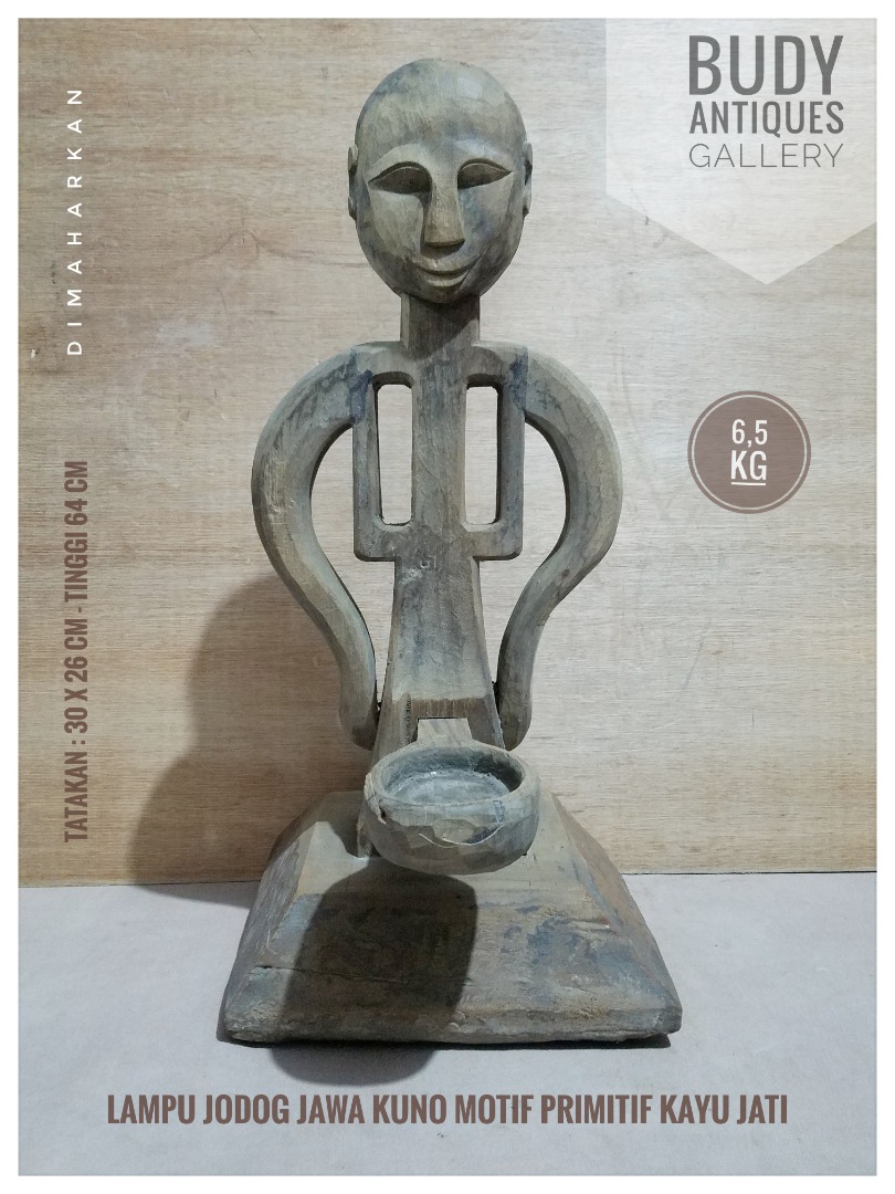 Lampu Jodog Jawa Kuno Motif Orang Primitif Bahan Kayu Jati - Ep.1AA on ...