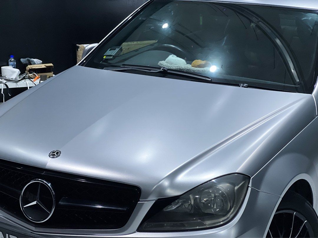 Merc C180 Full Body Wrap In Ghost Chrome Sliver, Car Accessories, Car ...