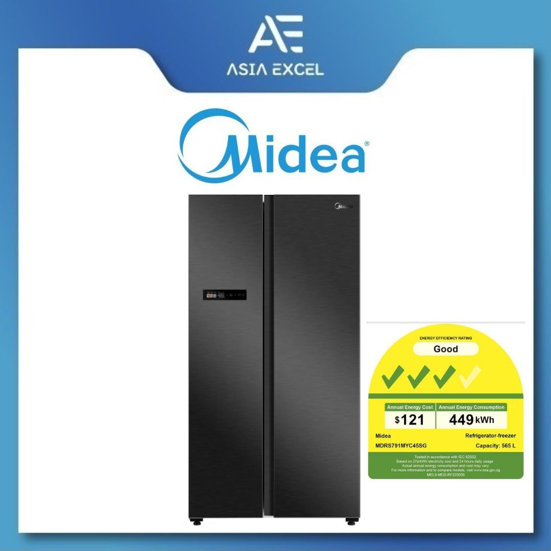 MIDEA MDRS791MYC45SG 565L BLACK SIDE BY SIDE INVERTER REFRIGERATOR, TV ...