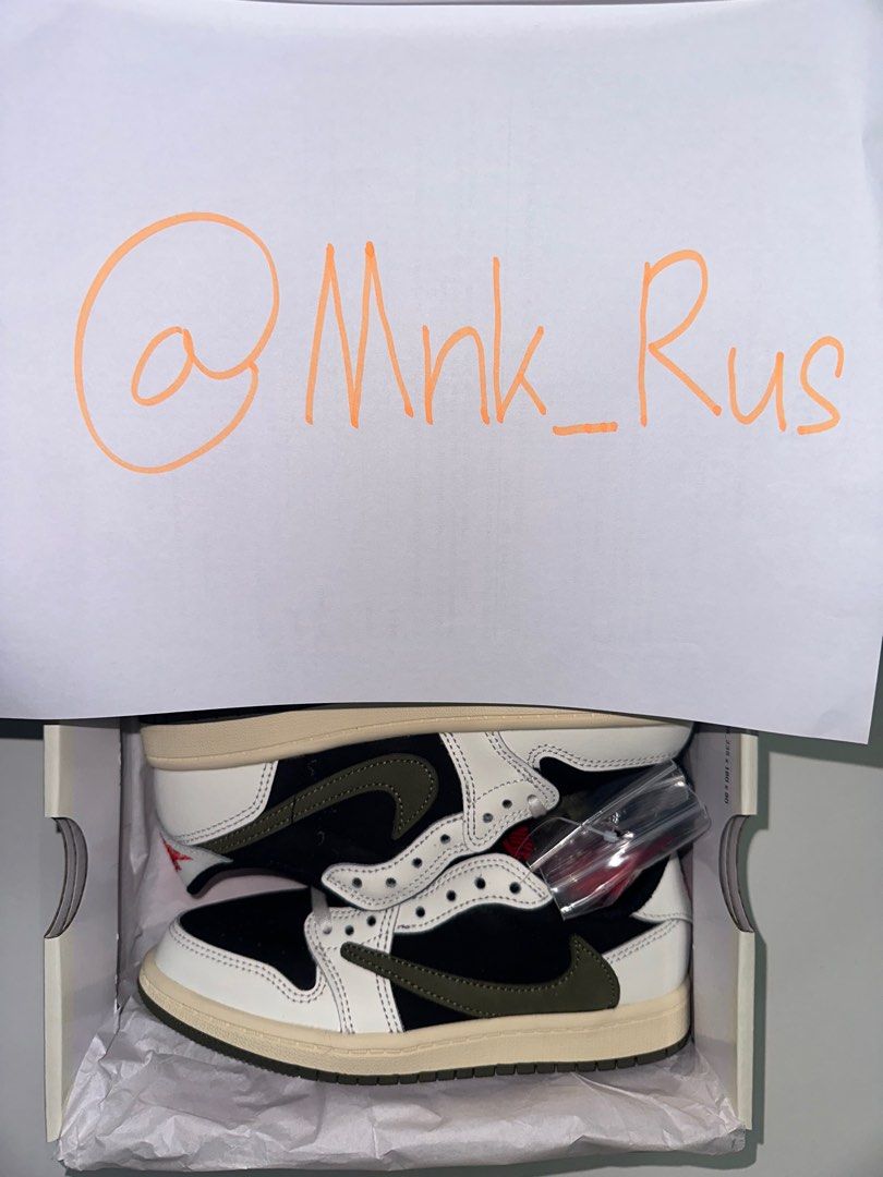Nike Aj1 Travis Scott Olive Younger Kids, Men's Fashion, Footwear ...