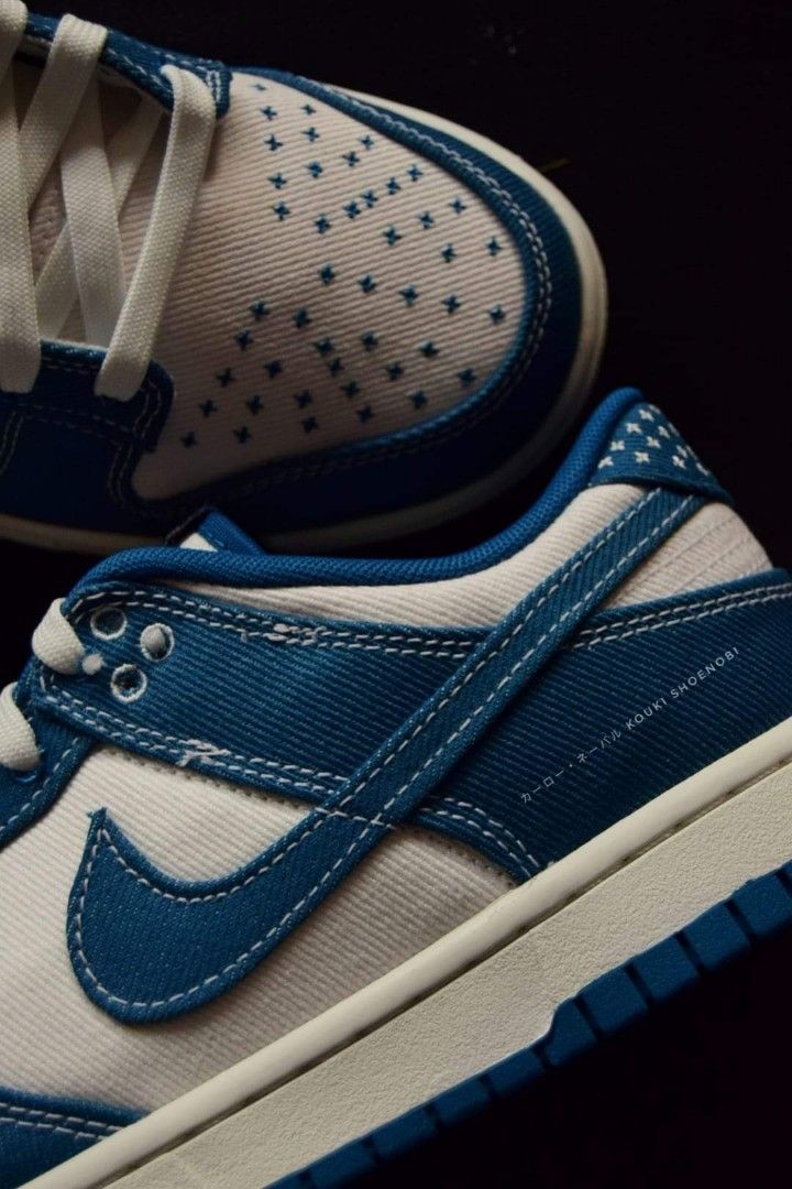Nike Dunk Low Sashiko Industrial Blue, Men's Fashion, Footwear ...