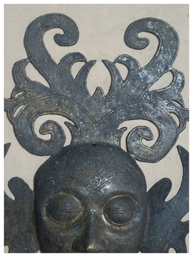 Pajangan Langka Topeng Perunggu Kuno Etnik Afrika Barat, Antik ...