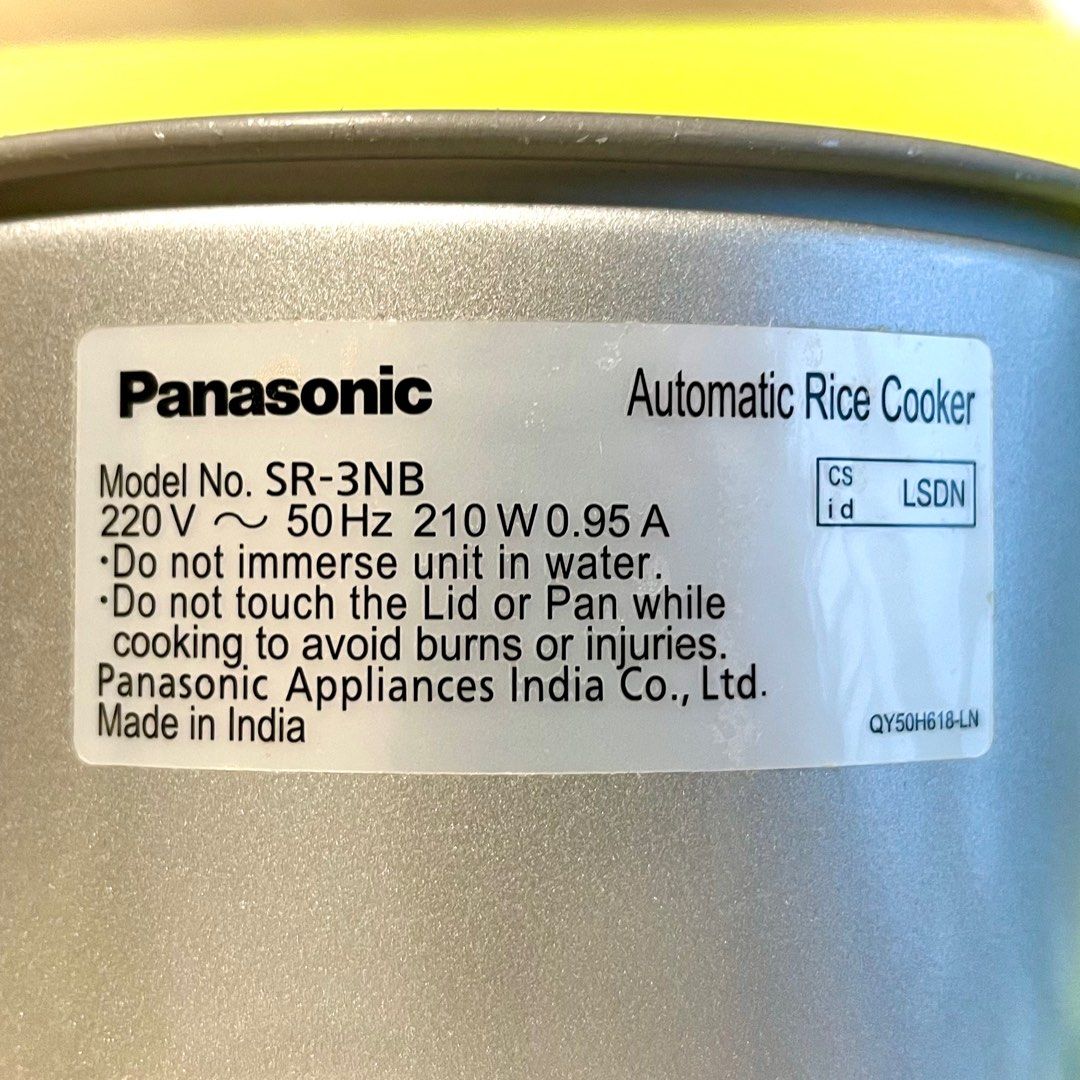 Panasonic Mini Rice Cooker SR-3NB (for 2 persons), 家庭電器, 廚房電器, 鍋具 ...