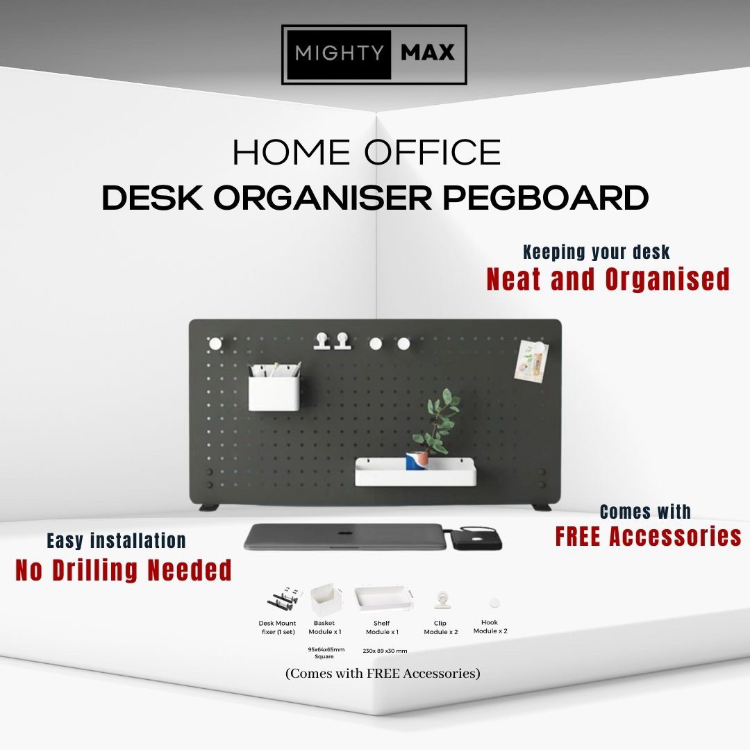 [SG STOCK]Home Office Desk Organiser Pegboard W FREE accessories ...