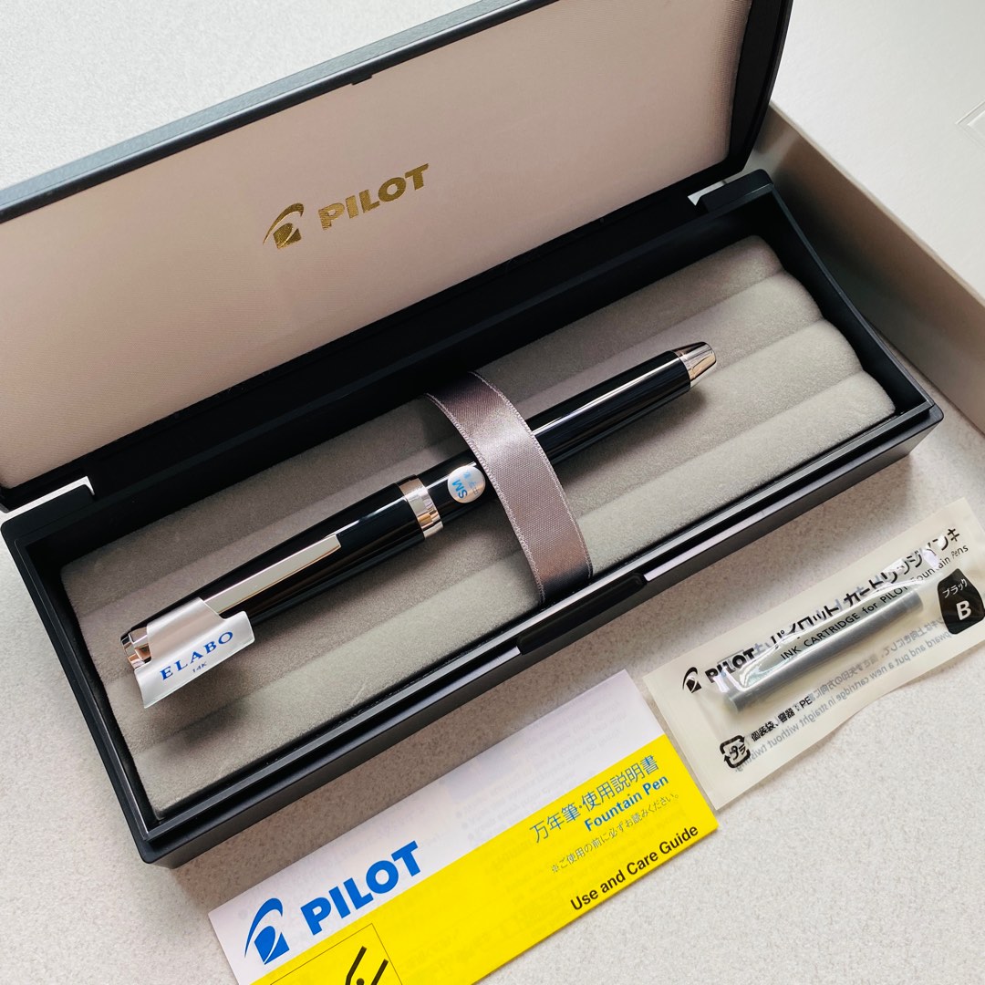 Pilot Elabo 14k gold nib (SM nib), in black metal body, Hobbies & Toys, Stationery & Craft ...