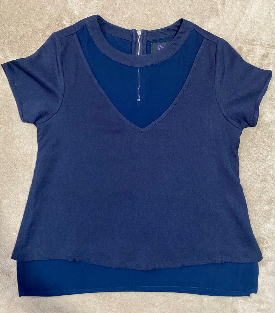 Plains&Prints V-neck (See through underneath) on Carousell