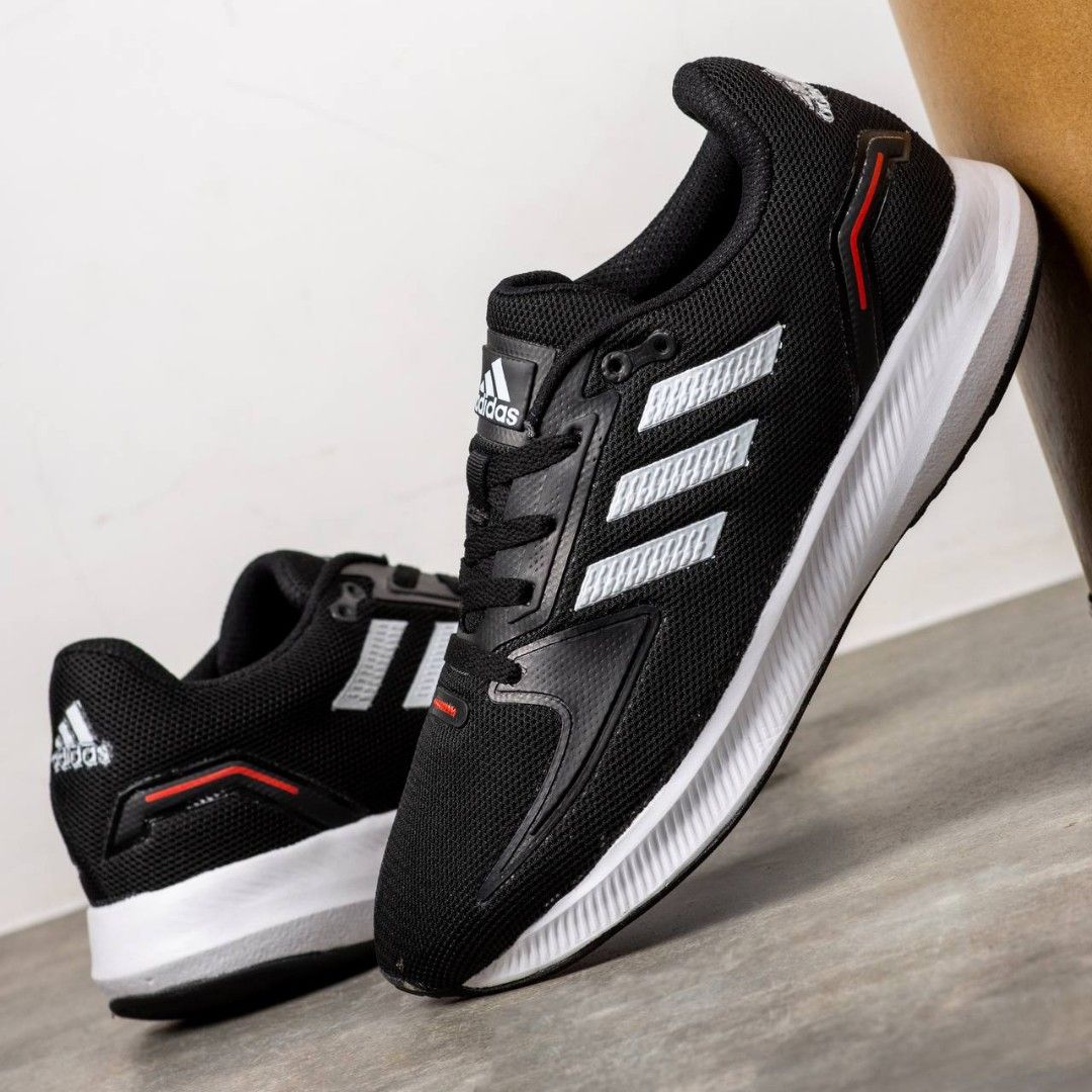 SEPATU ADIDAS RUN RUNNING FALCON BLACK WHITE ORIGINAL 100%, Fesyen Pria ...