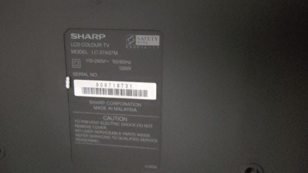 SHARP Model 37 Inch LC-37A37M, TV & Home Appliances, TV & Entertainment ...