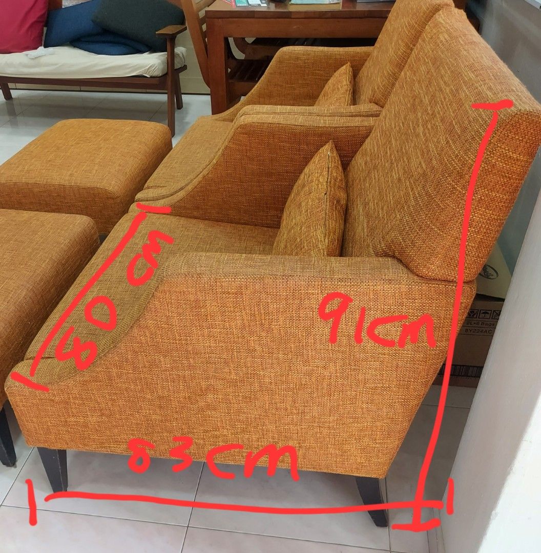 Single seat sofa with leg rest x 2, Furniture & Home Living, Furniture ...