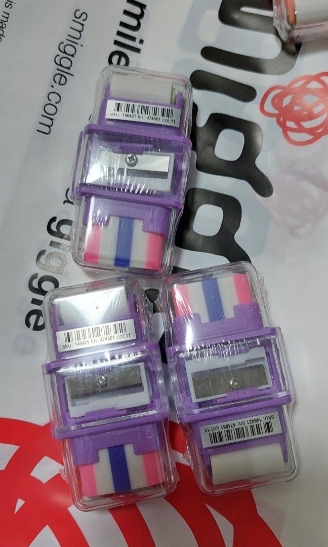 Smiggle 2 in 1 sharpener and eraser, Hobbies & Toys, Stationery & Craft ...