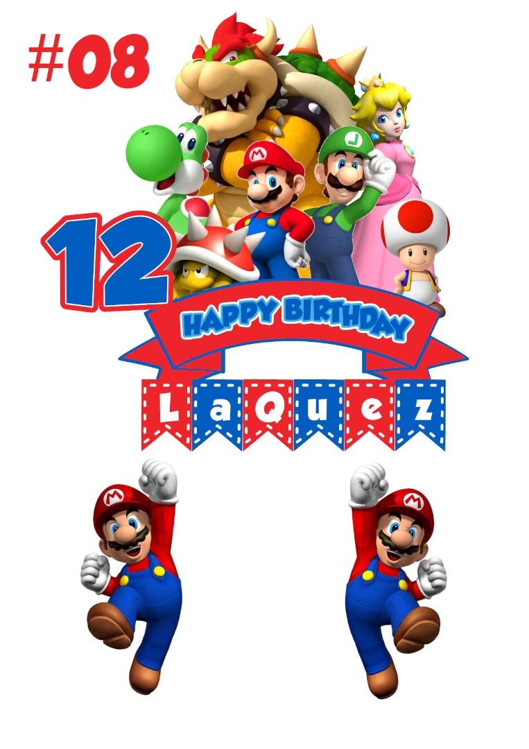 Super Mario Cake Topper, Mario Princess Peach, Birhtday Cake Topper ...