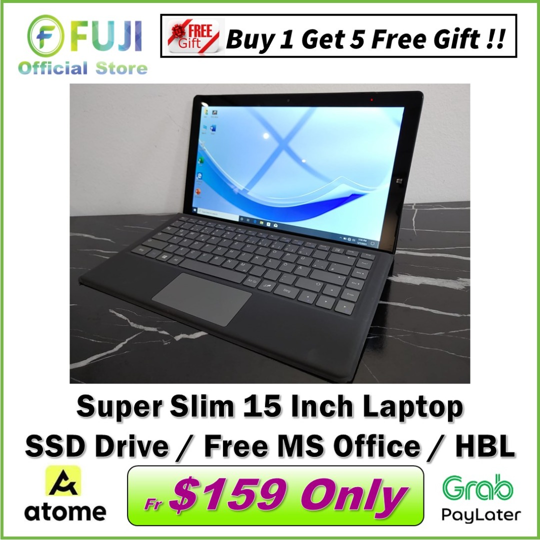 Super Slim 15 Inch SSD Laptop - 2 in 1 Touch Screen - Windows 11 + Free ...