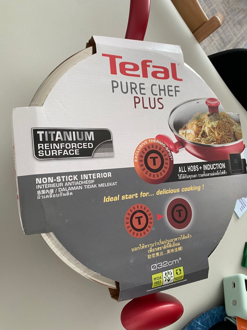 TEFAL PURE CHEF DEEP WOK PAN 32CM WITH LID, TV & Home Appliances ...