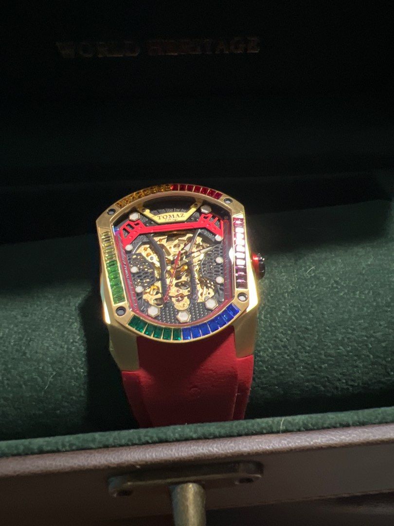 TOMAZ - GT Skeleton TW028-D24 (Gold) with Rainbow Swarovski (Red Rubber ...