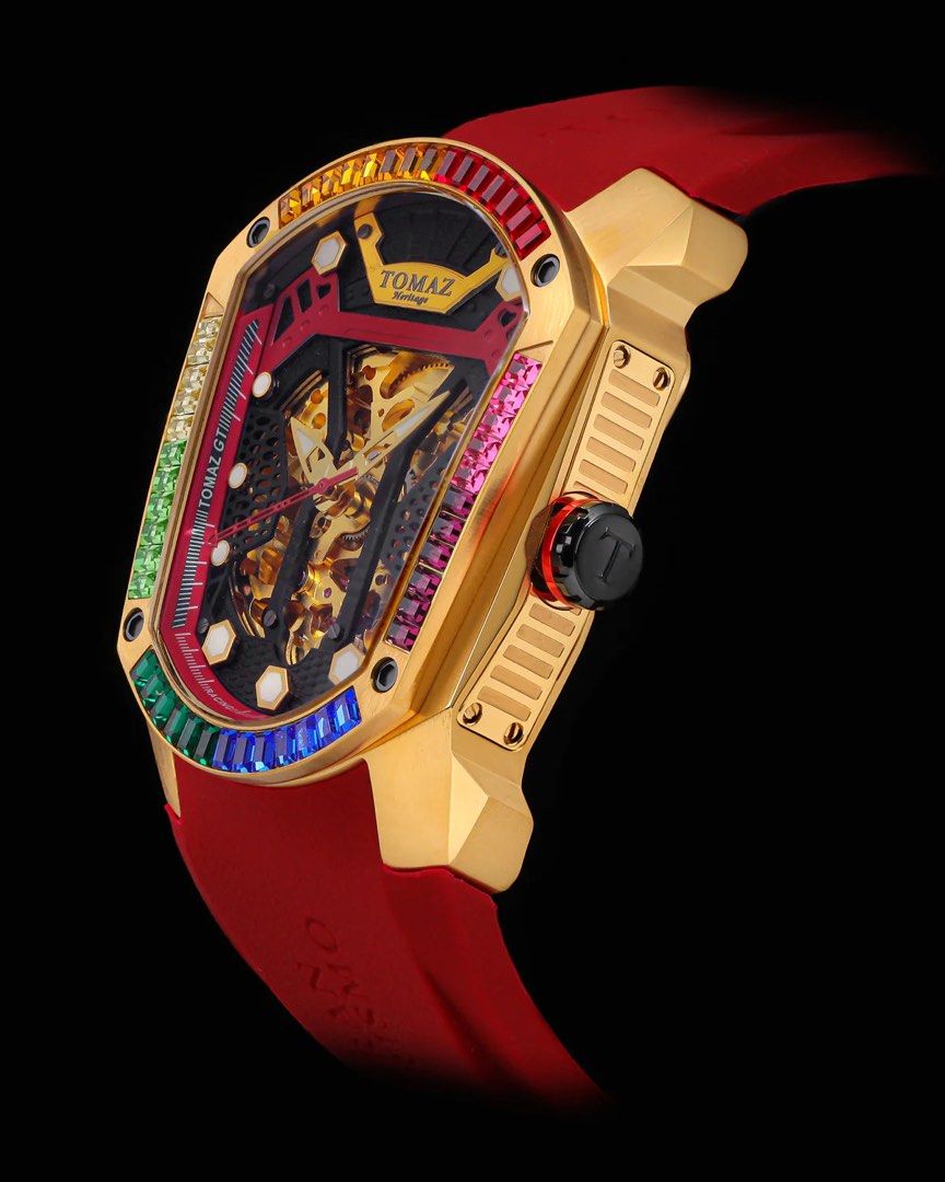 TOMAZ - GT Skeleton TW028-D24 (Gold) with Rainbow Swarovski (Red Rubber ...