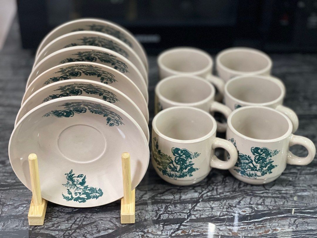 1 set of Traditional Kopitiam Cup & Saucer Set, Furniture & Home Living ...