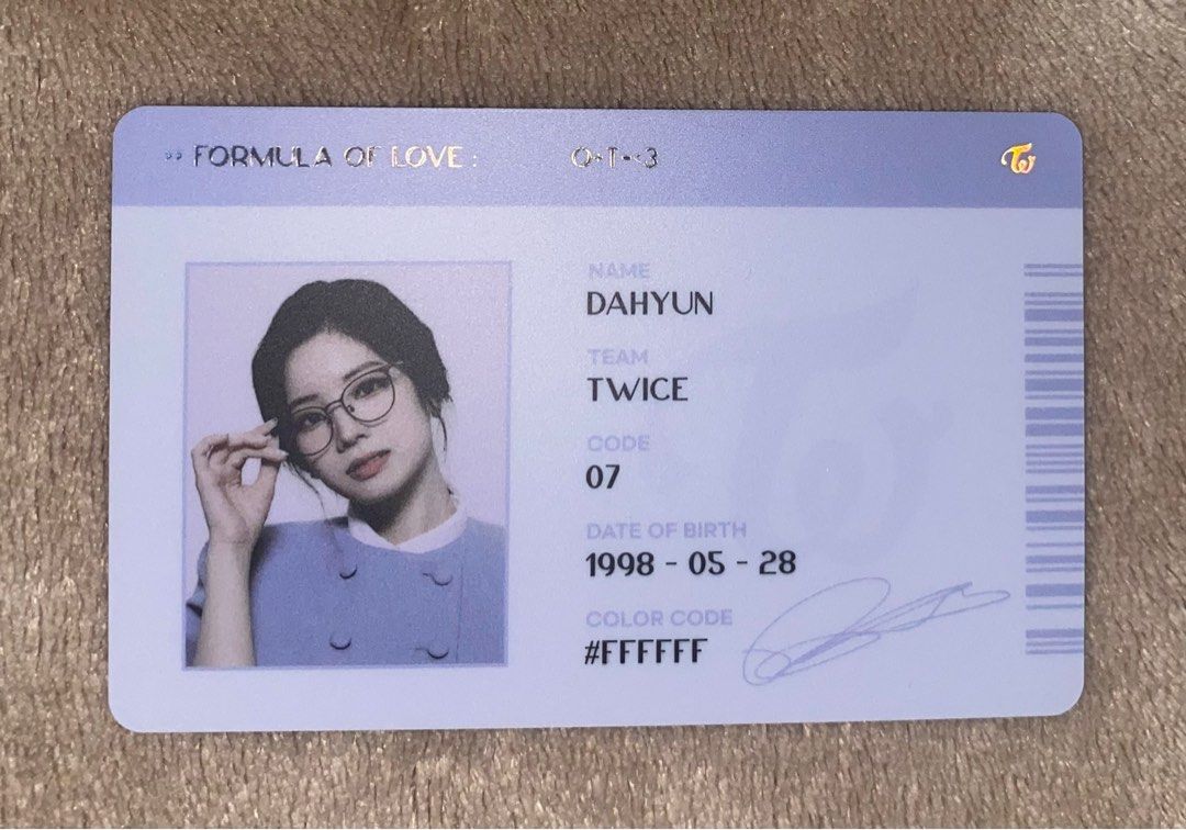 TWICE FOL Dahyun ID Card, Hobbies & Toys, Memorabilia & Collectibles, K ...