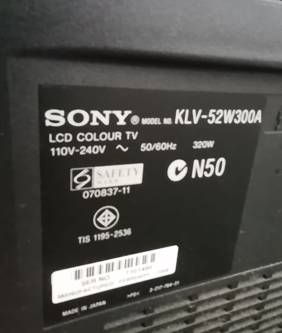 used Sony Bravia KLV-52W300A (52 inch), TV & Home Appliances, TV ...