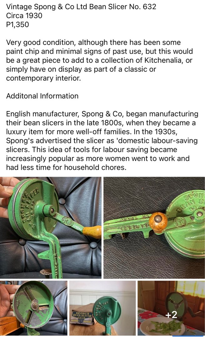 Vintage Spong meat mincer & bean slicer P1,200 for both on Carousell