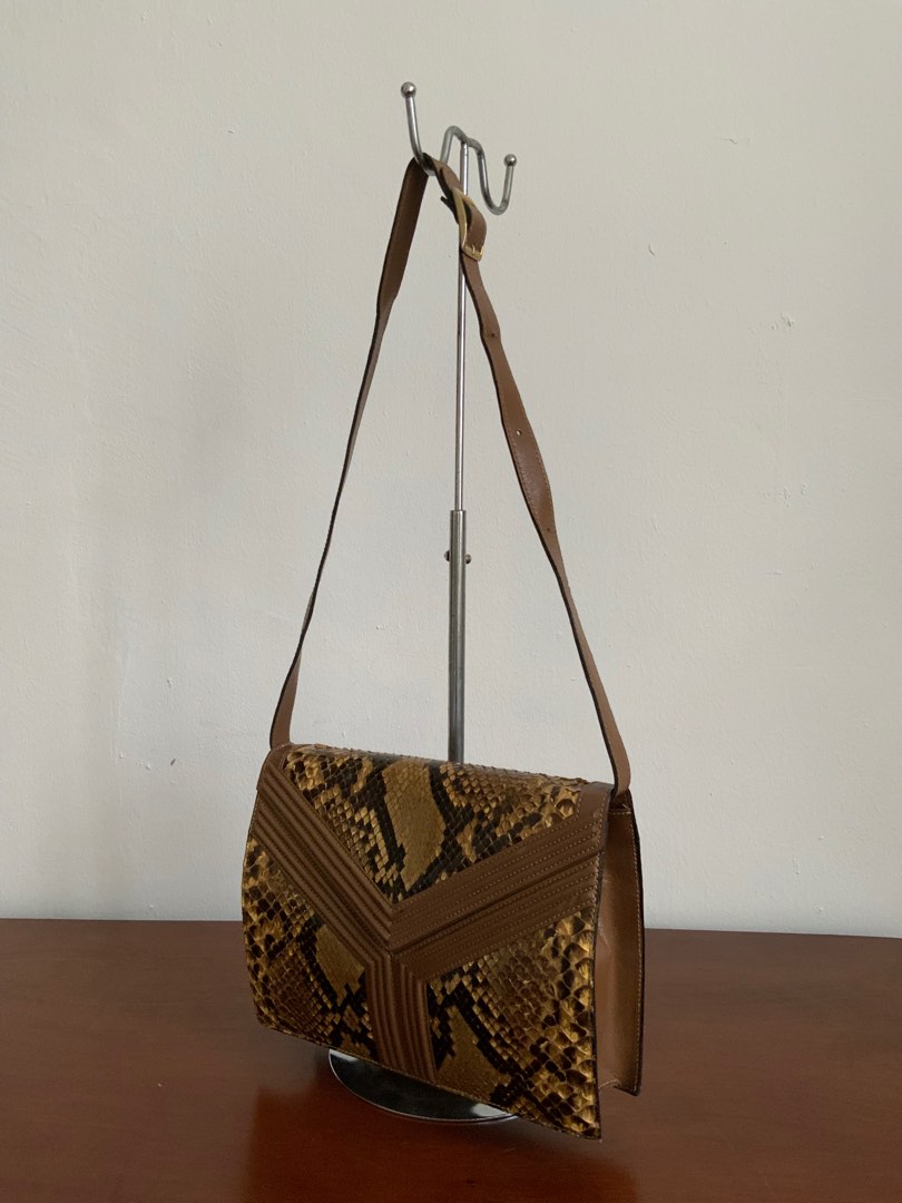 Vintage YSL Python Snake Skin Leather Sling Bag, Women's Fashion, Bags ...